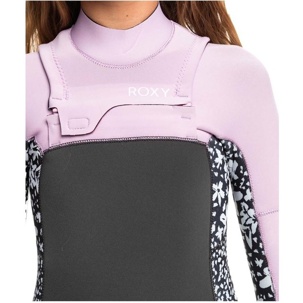 2023 Roxy Girls Swell Series 5/4/3mm Chest Zip Wetsuit ERGW103059 - Jet / Orchid | Wetsuit Outlet